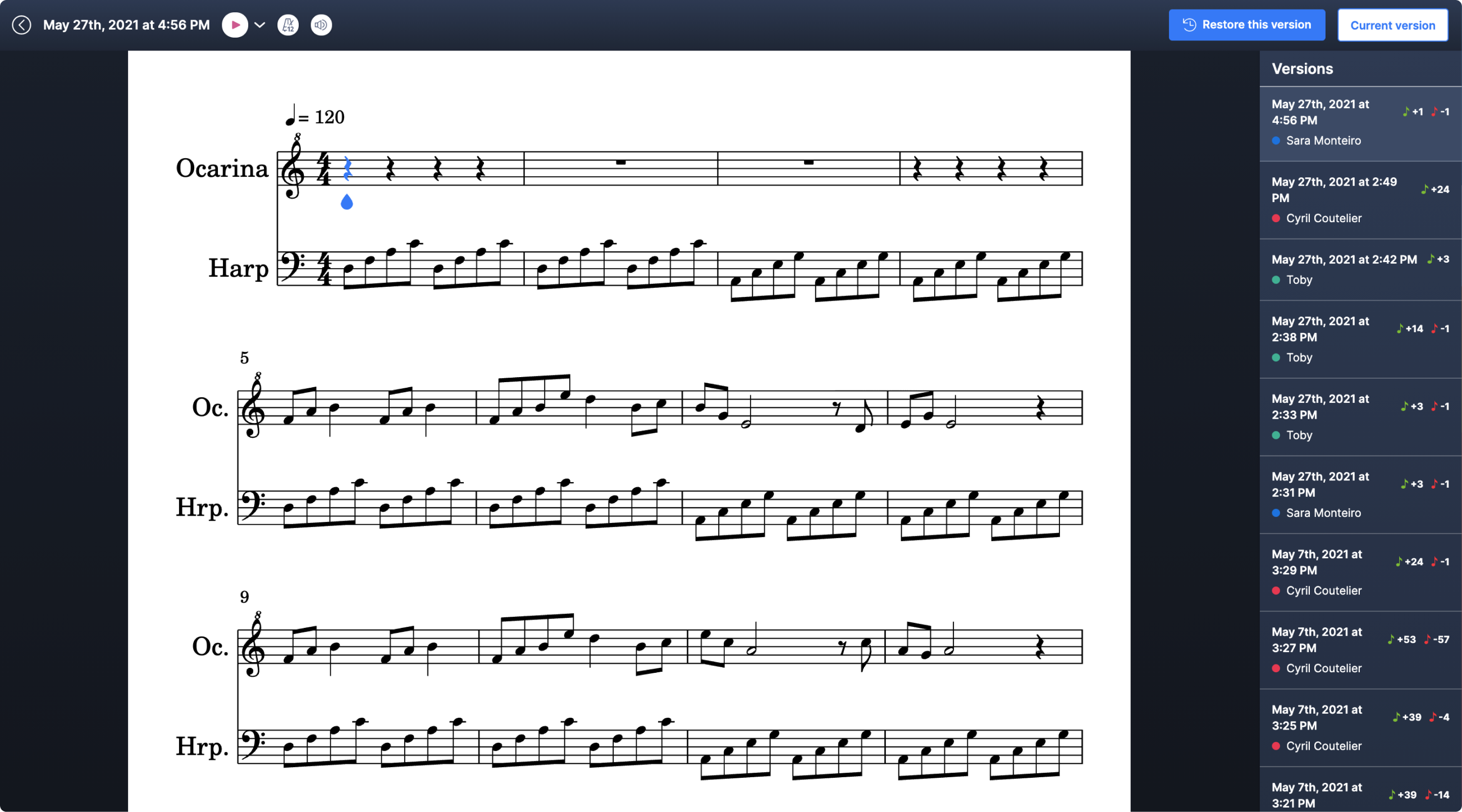 Online collaborative music notation software - Flat
