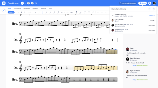 Flat.io Musiknotationssoftware - Funktionsumfang