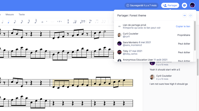 Logiciel de notation musicale Flat.io - Fonctionnalités